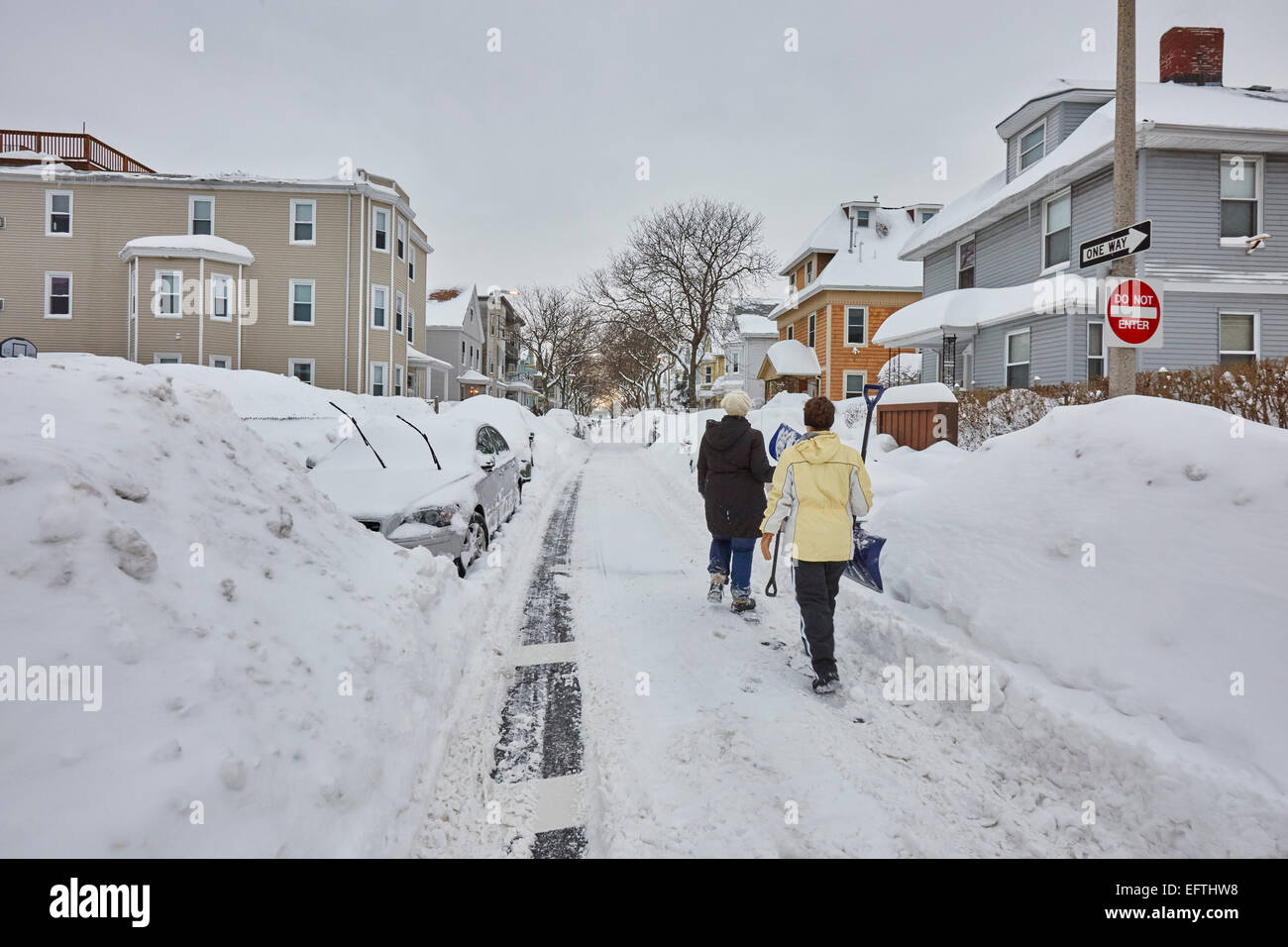 Boston, MA, US. 10th February, 2015. Aftermath of Snow storm Marcus ...