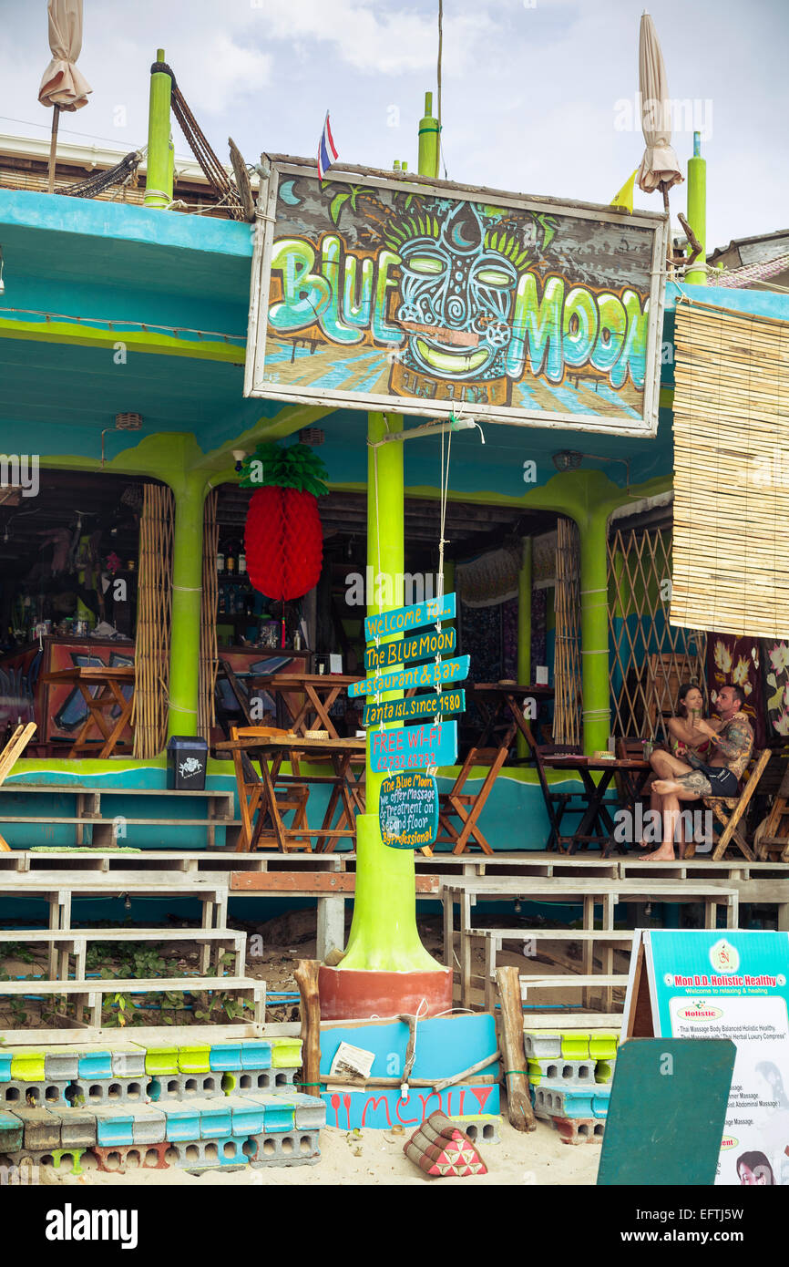 Blue moon bar on Klong Nin beach, Ko (Koh) Lanta, Thailand Stock Photo ...