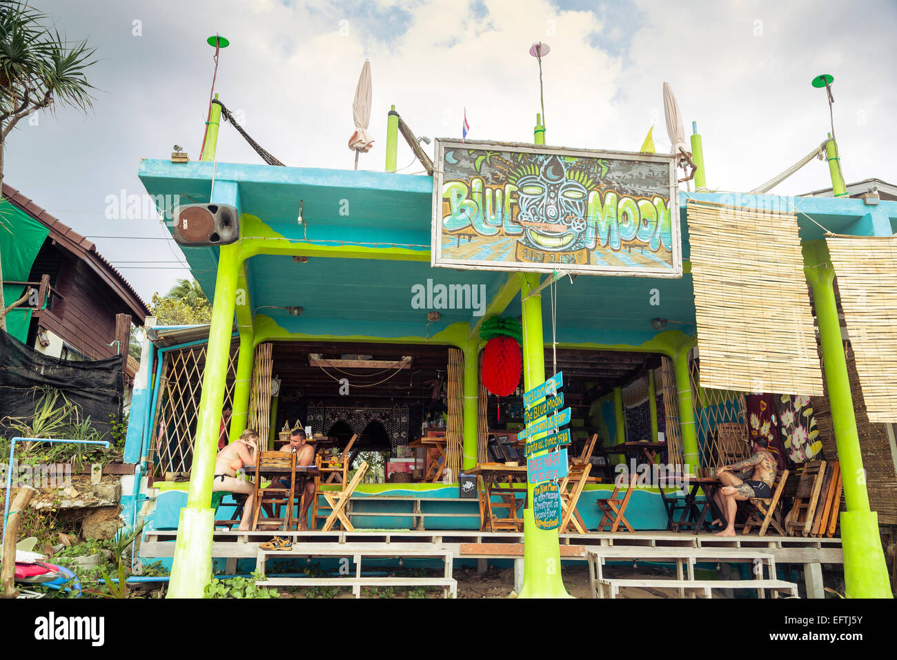 Blue moon bar on Klong Nin beach, Ko (Koh) Lanta, Thailand Stock Photo ...