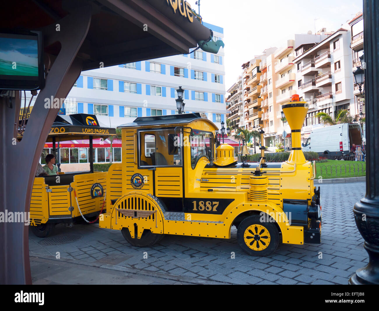 Train to tropical Gardens on Tenerife in the Canary Islands Spain Stock ...