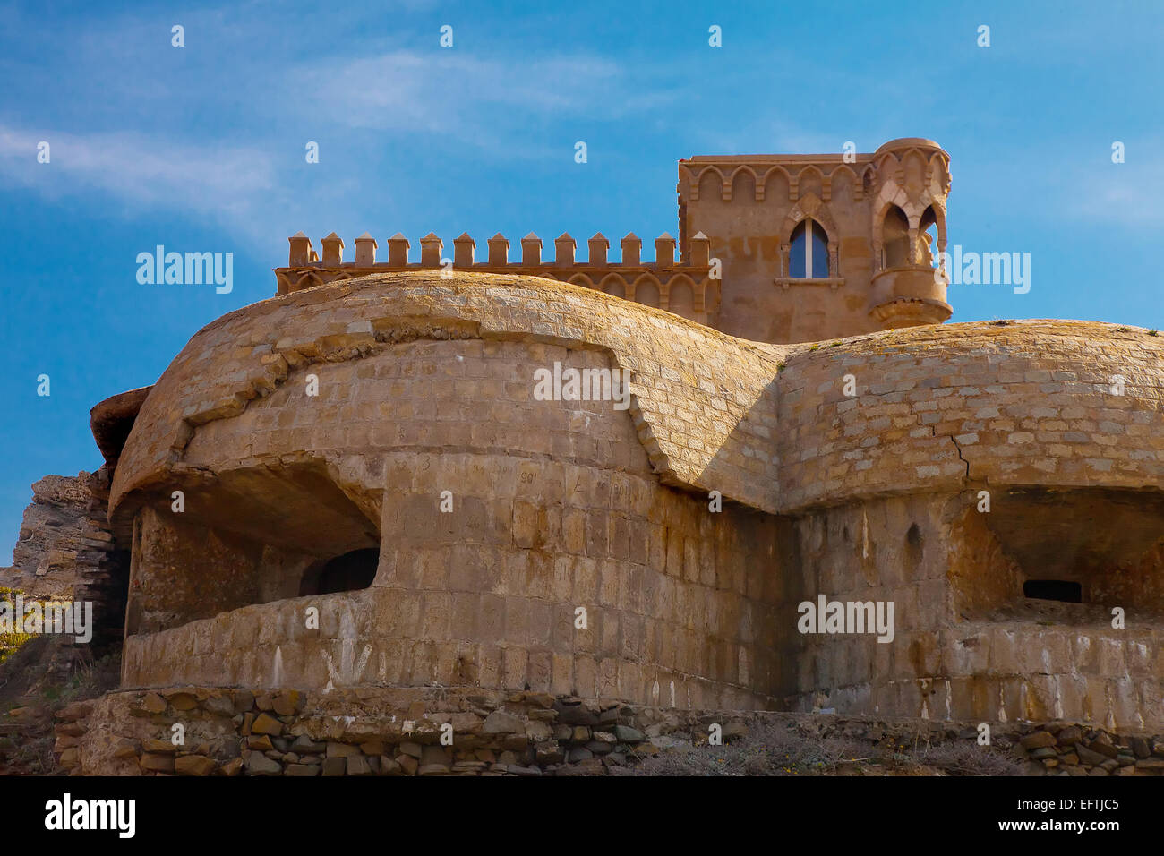 Stone rampart near the old fort in Tariffa, Spain Stock Photo - Alamy