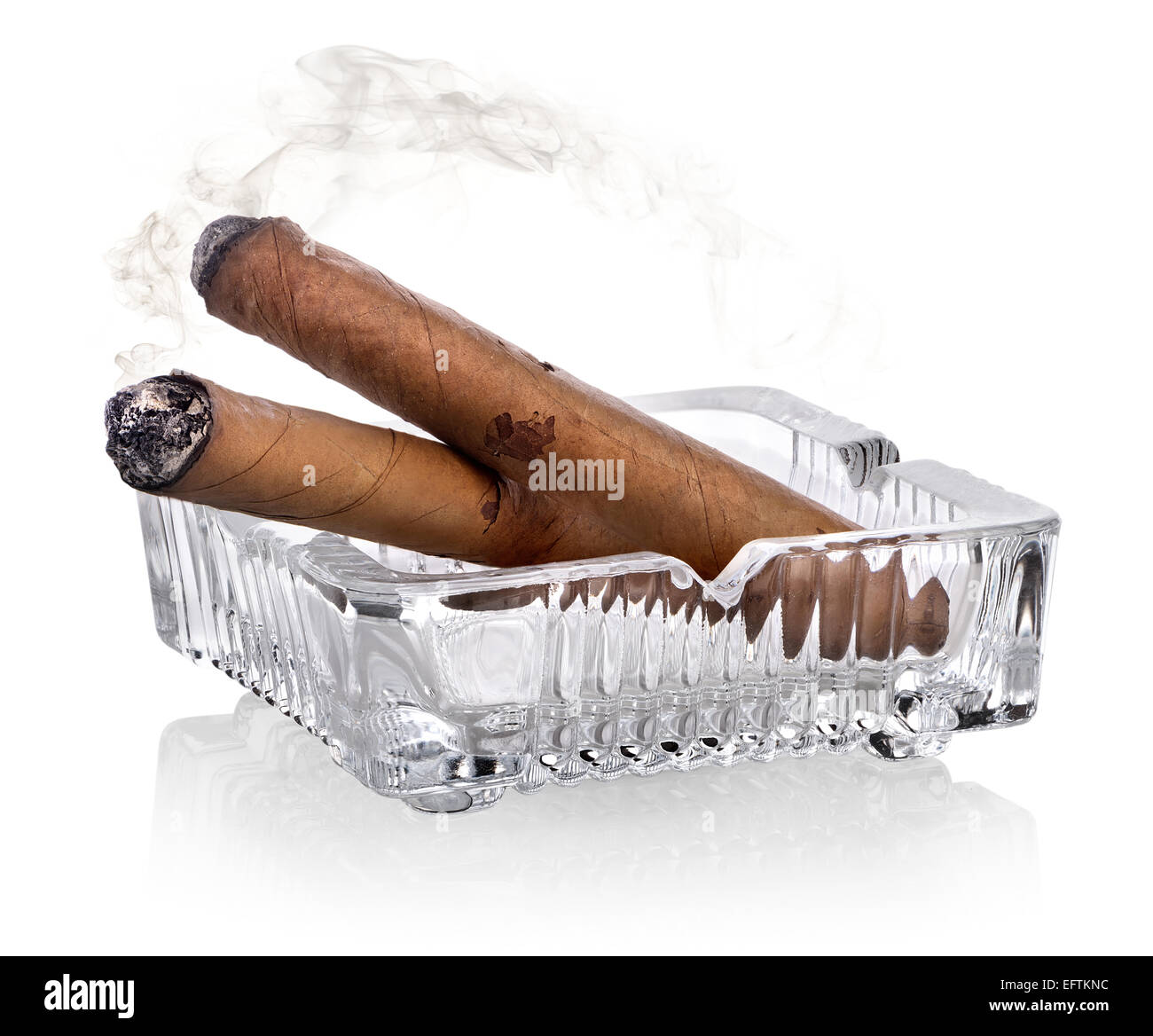 Cigars and ashtray isolated on a white background Stock Photo - Alamy