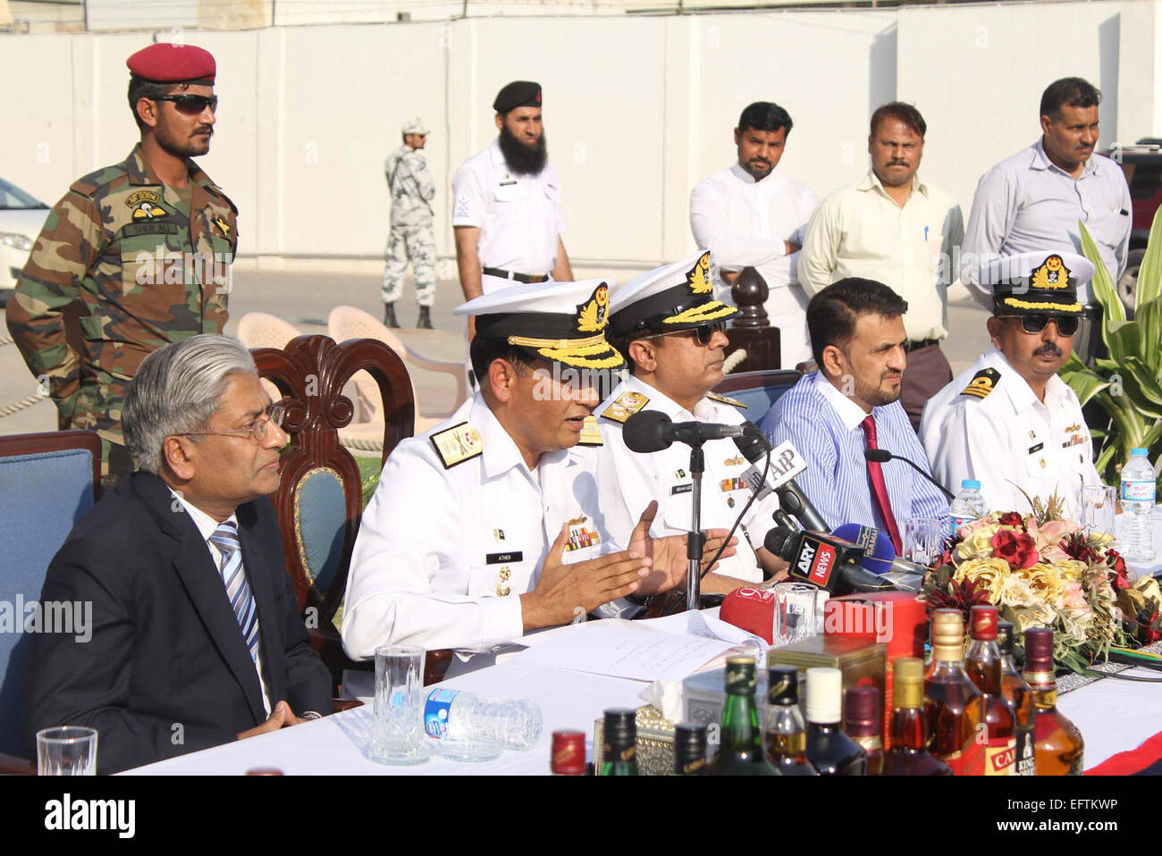 Karachi, Pakistan. 10th February, 2015. Admiral Athar Mukhtar, D.G ...
