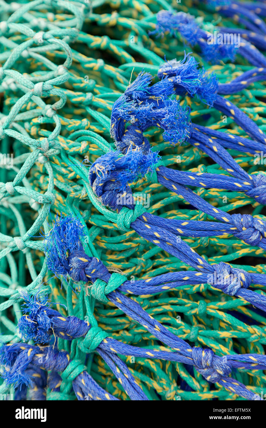 Blue and Green fishing nets, Gairloch, Scotland Stock Photo - Alamy