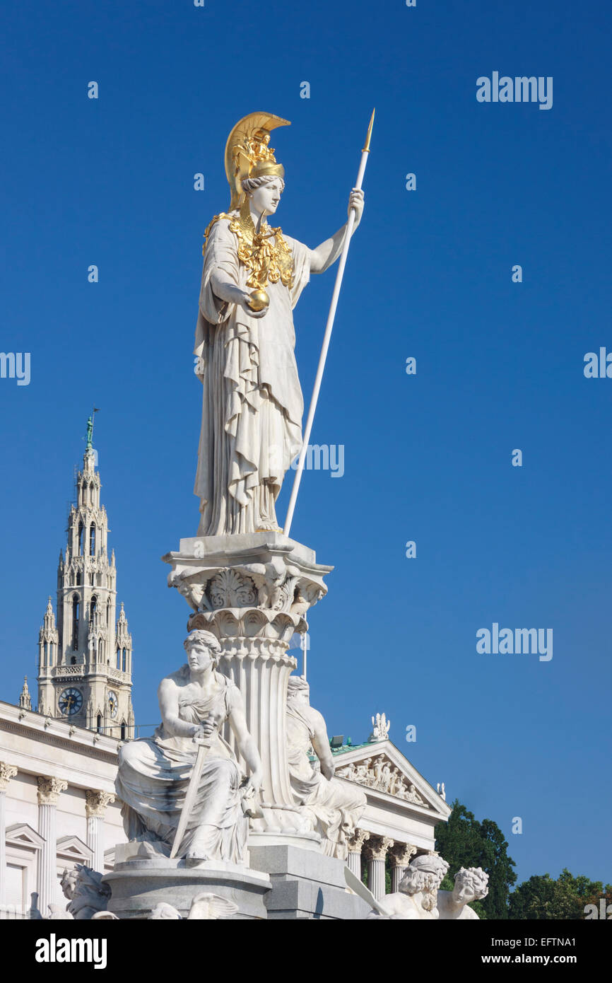 Pallas Athena statue at the Parliament Building, Vienna, Austria Stock ...