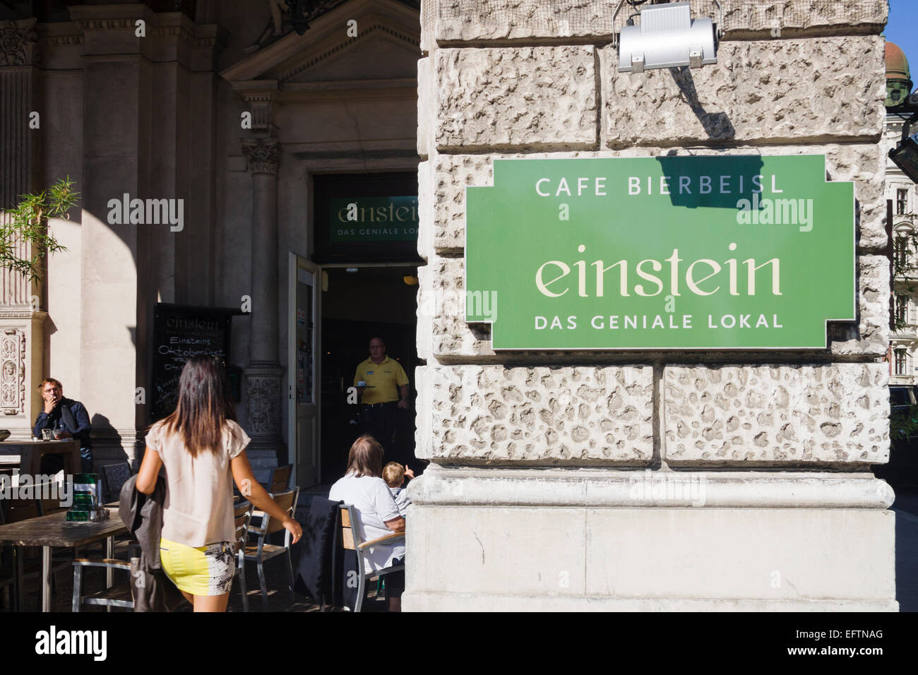 People at the terrace of the Einstein cafe in Vienna, Austria Stock ...