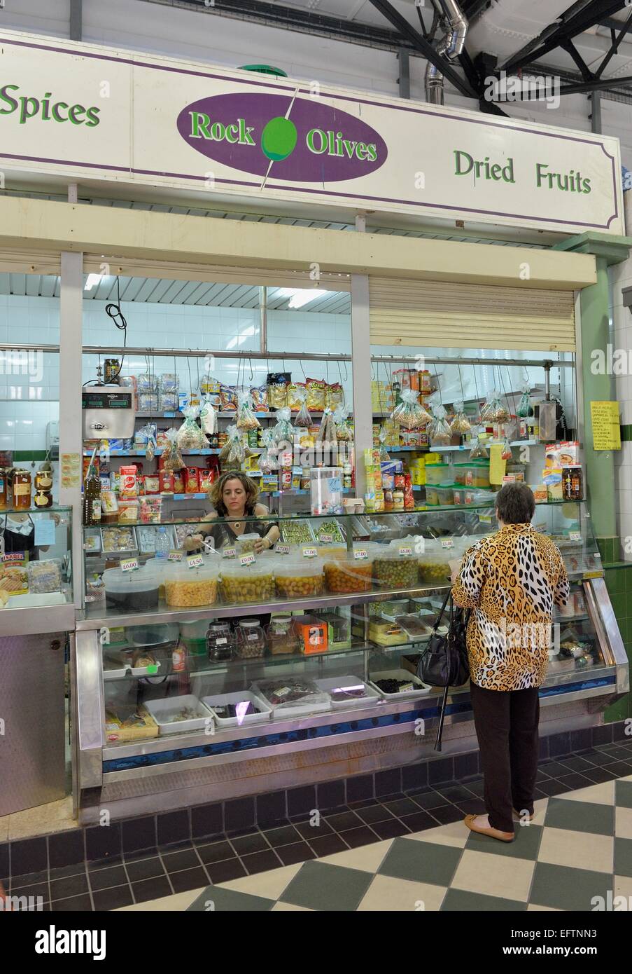 Gibraltar indoor market UK Overseas Territory Stock Photo - Alamy