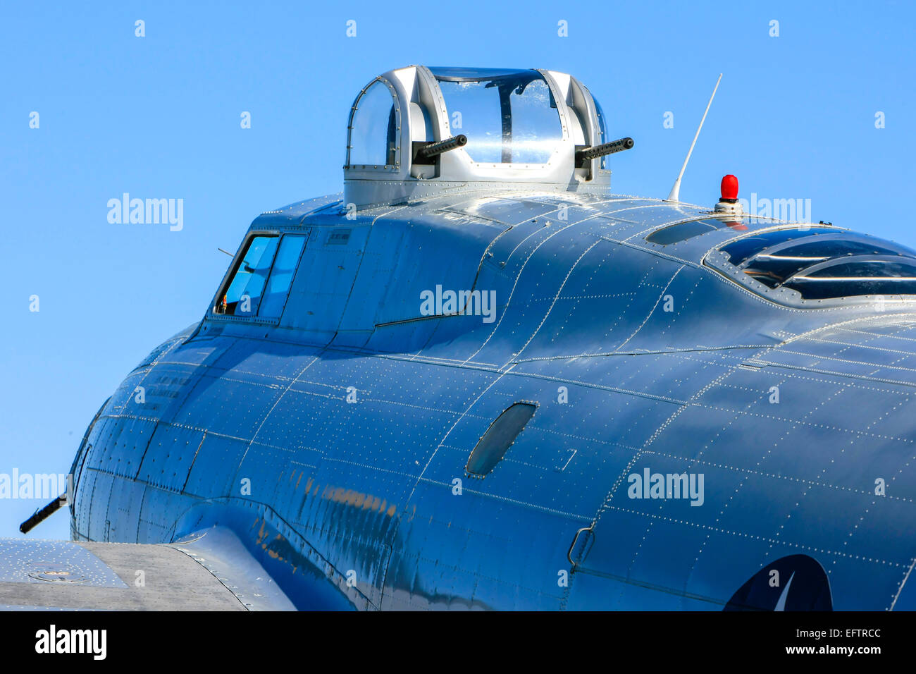 The upper gun turret in a B17G Flying Fortress plane from WW2 seen at ...