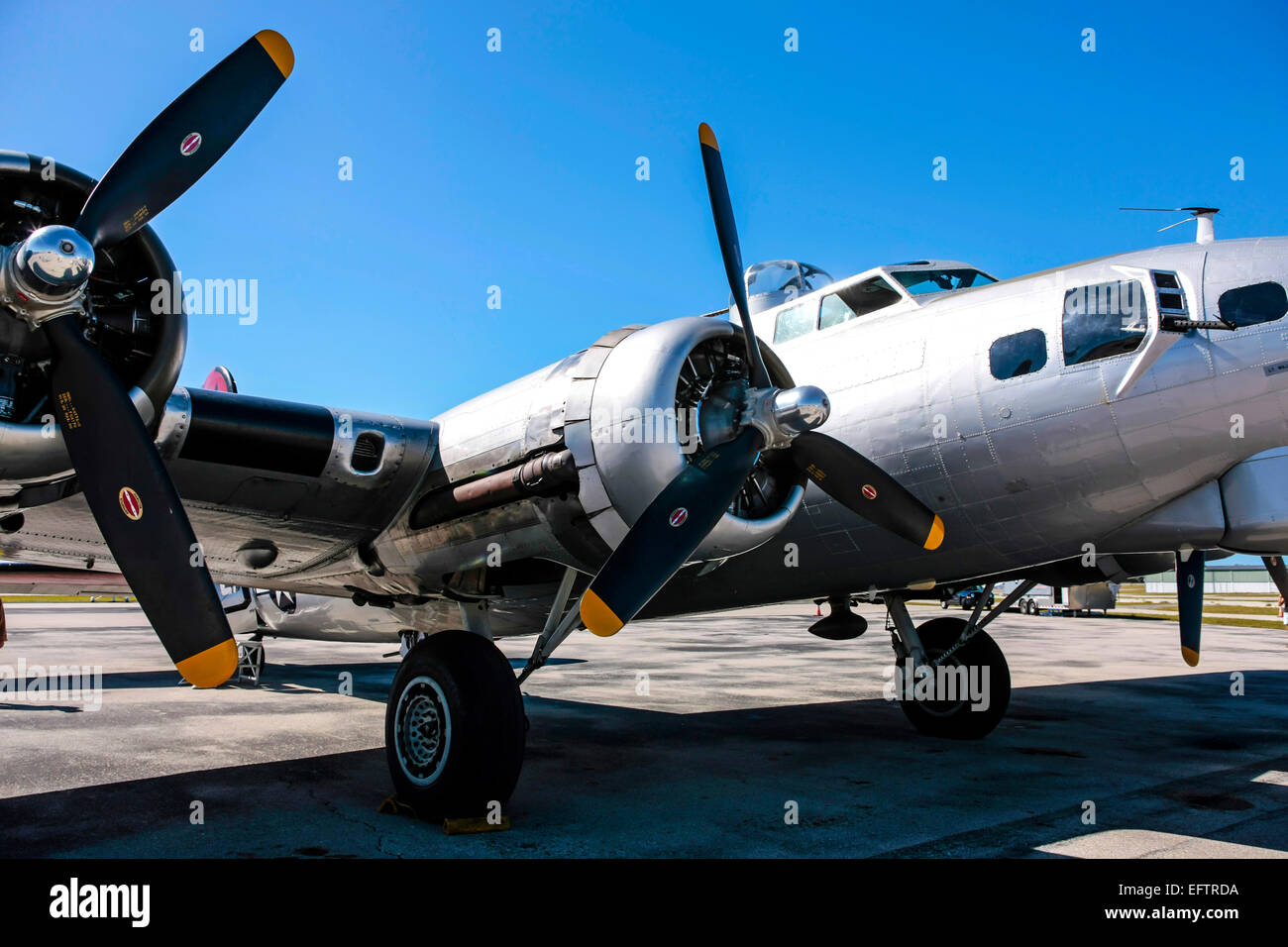 Two of four Curtiss-Wright 1820-97 radial engines on the B17G Flying Fortress, "Aluminum ...