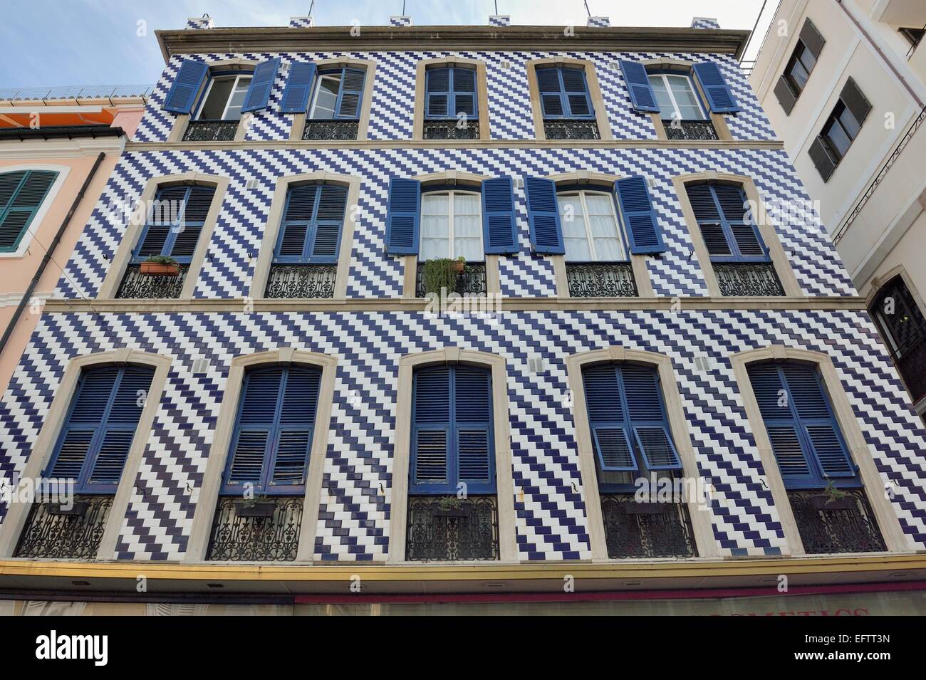 Tiled front building Gibraltar Old Town Stock Photo - Alamy
