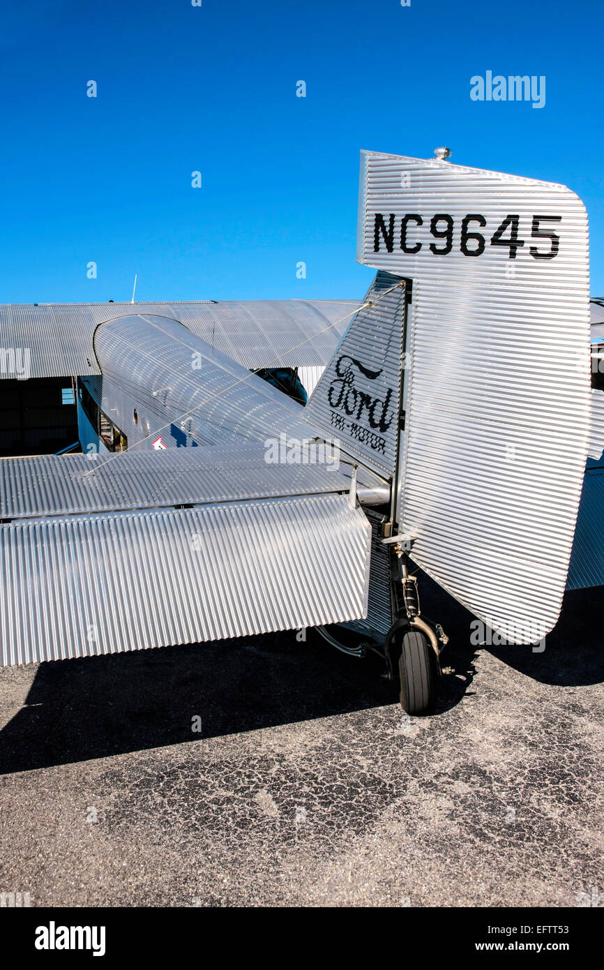 The rudder assembly of the 1929 Ford 4-AT-E Trimotor airplane Stock ...