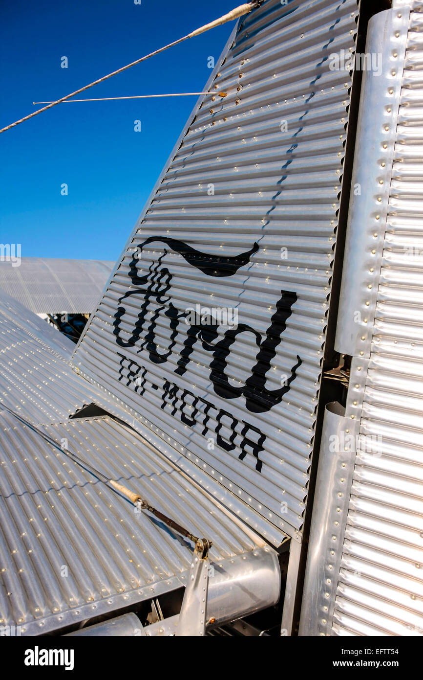 The rudder assembly of the 1929 Ford 4-AT-E Trimotor airplane Stock ...