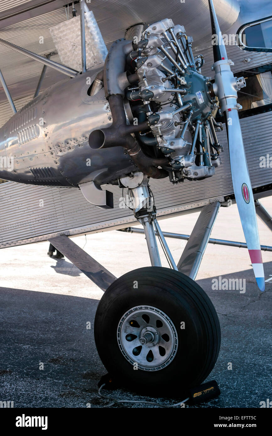 The 300 hp (220 kW) Wright J-6-9 Whirlwind nine-cylinder radial piston ...