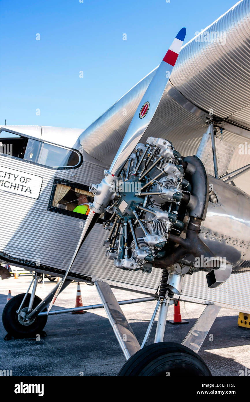 The 300 hp (220 kW) Wright J-6-9 Whirlwind nine-cylinder radial piston ...