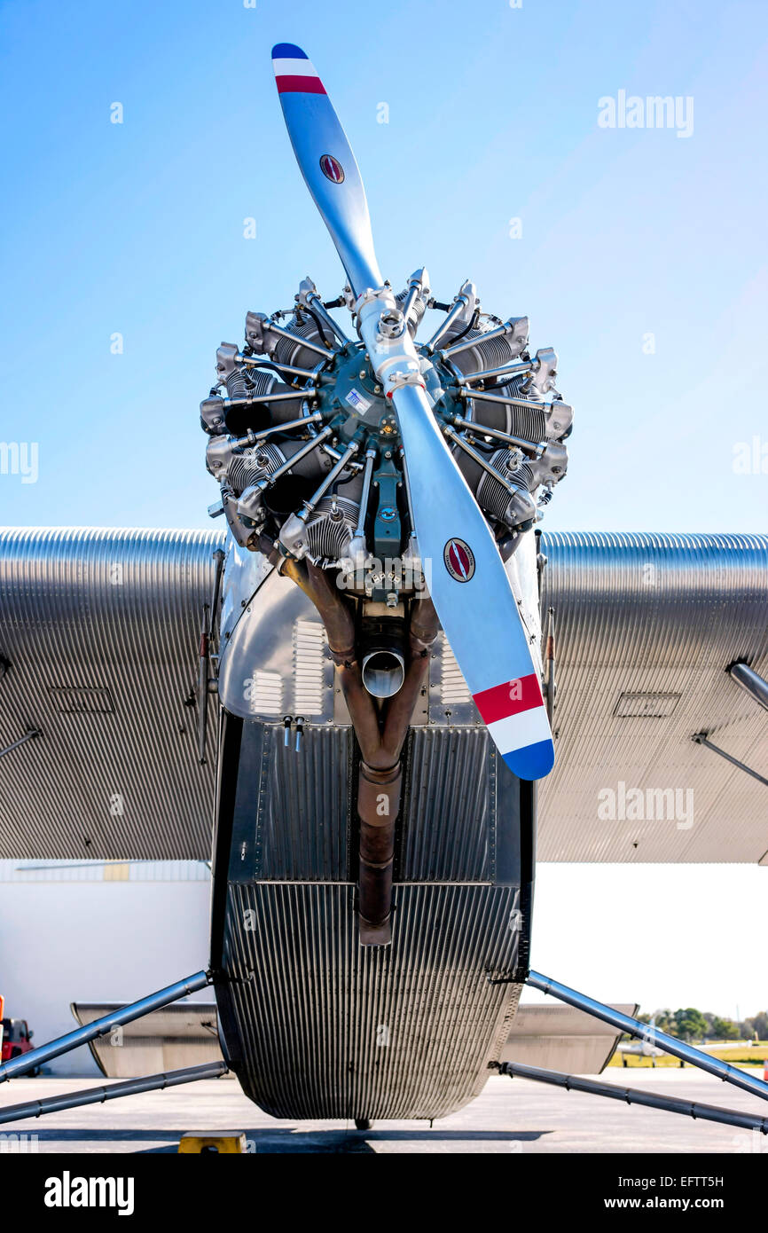 The 300 hp (220 kW) Wright J-6-9 Whirlwind nine-cylinder radial piston ...