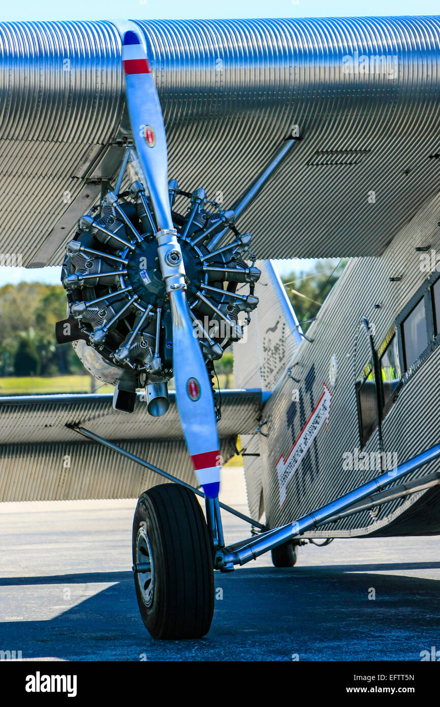 The 300 hp (220 kW) Wright J-6-9 Whirlwind nine-cylinder radial piston ...
