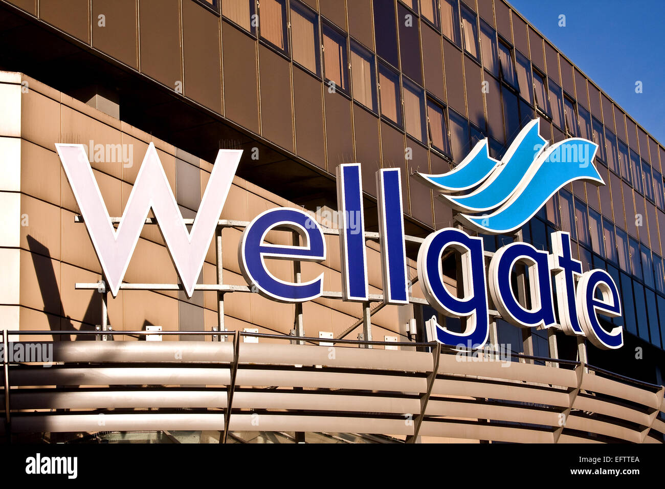 Sign over the entrance to the Wellgate Centre which is a three storey ...