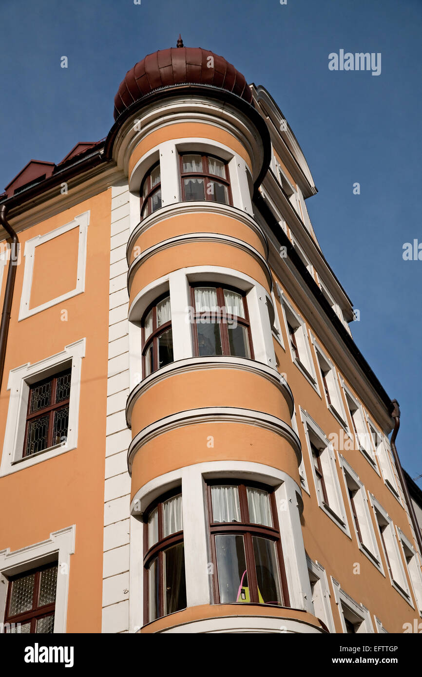 The corner of a round building in Regensburg Germany Stock Photo - Alamy