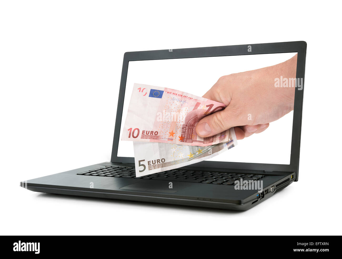 Getting money from the Internet. Earning money conception Stock Photo ...