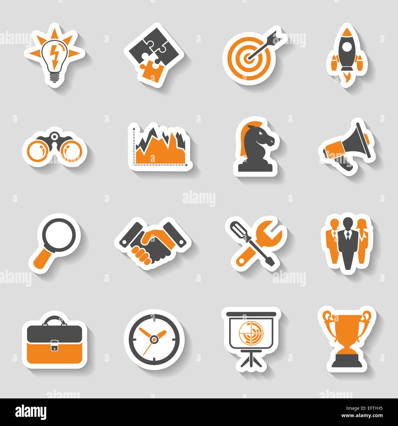 Business Icon Sticker Set - Finance, Strategy, Idea, Research, Teamwork ...