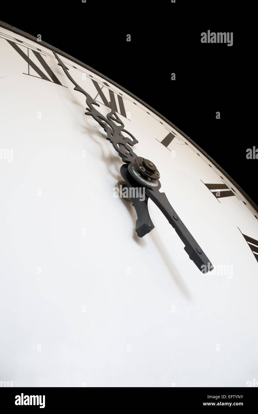 View from bottom of clock at almost midnight with copy space Stock ...