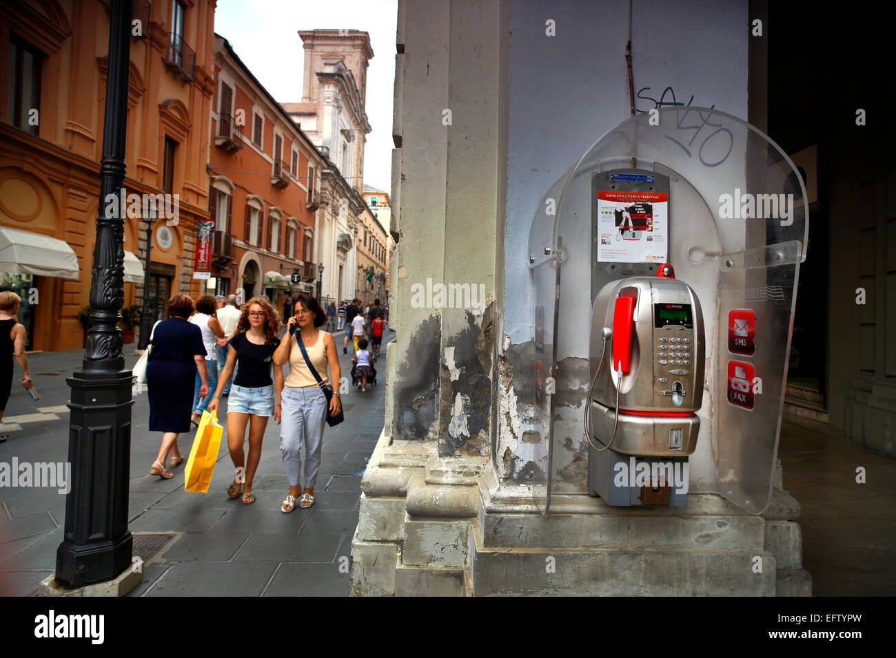 Telecom Italia payphone in Chieti, Italy. EDITORIAL USE ONLY Stock ...