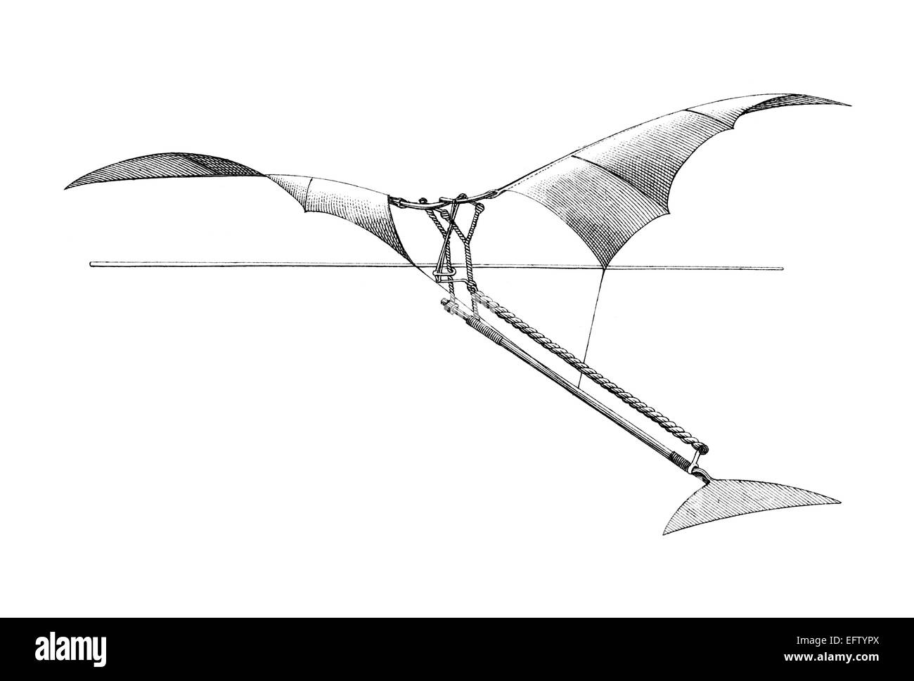 Victorian engraving of a flying invention. Digitally restored image ...