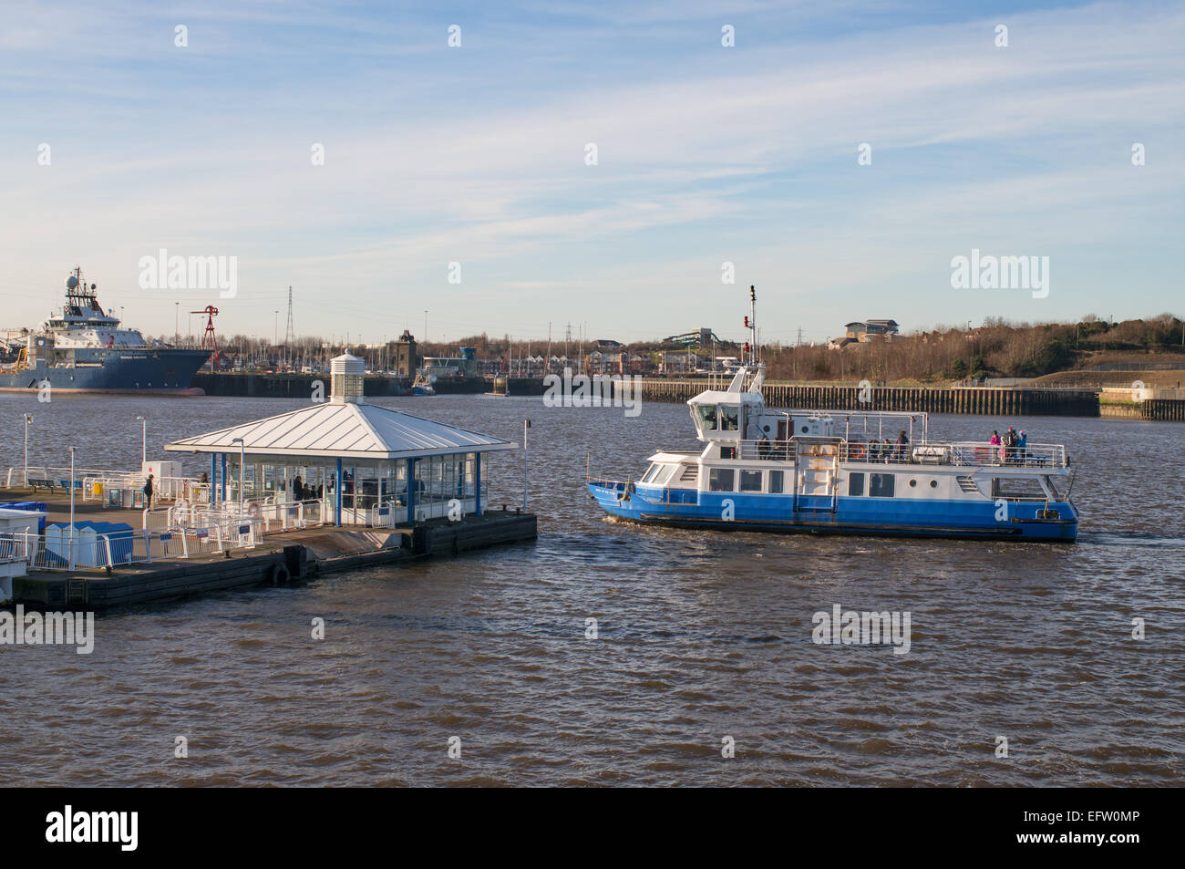 Tyne ferry Spirit of the Tyne approaches South Shields ferry landing ...