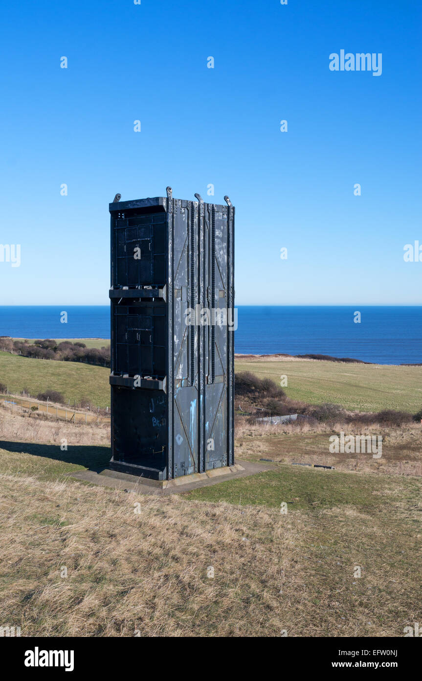 Cage from coal mine forming a memorial or monument to Easington ...