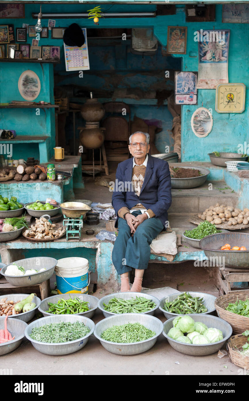 Jodhpur, Rajasthan, India, South Asia. Shop owner of fruit and ...
