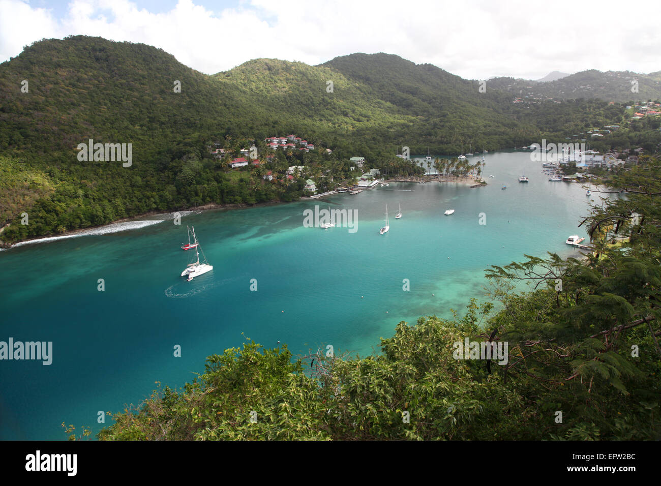 Looking down the Bay to the "Spit" from the Southern headland. Yachts ...