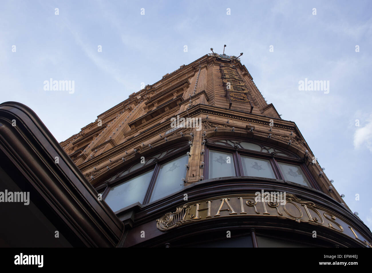 Harrods department store building and signage, Knightsbridge, London ...