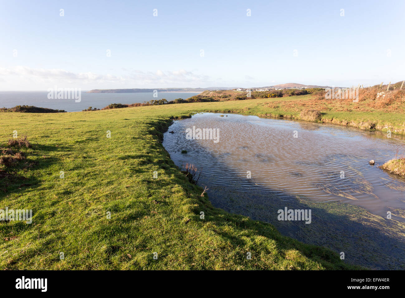 The South Wales Coast Path above Pwlldu Head, looking back towards ...