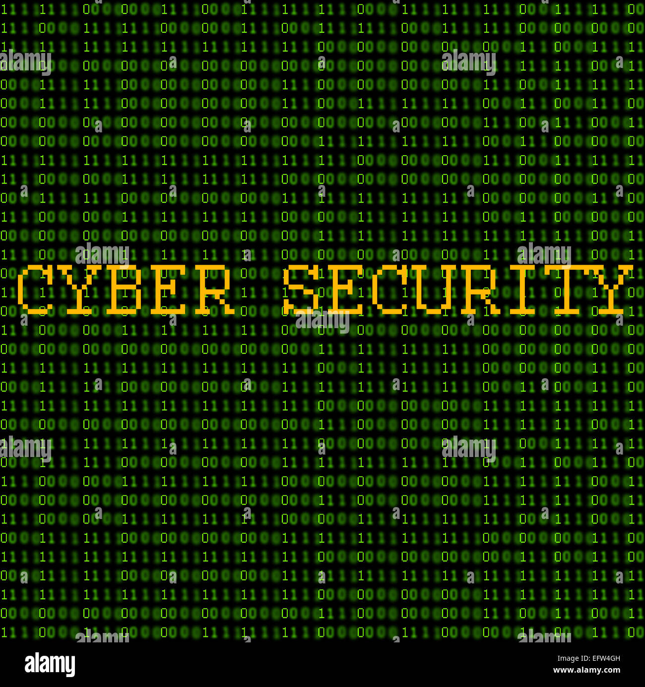 Green binary code with the words "Cyber Security" on a black background ...