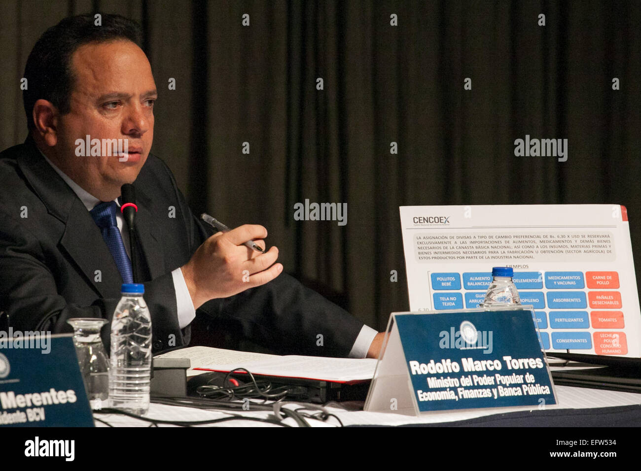 Caracas, Venezuela. 10th Feb, 2015. Venezuelan Minister of Economy ...