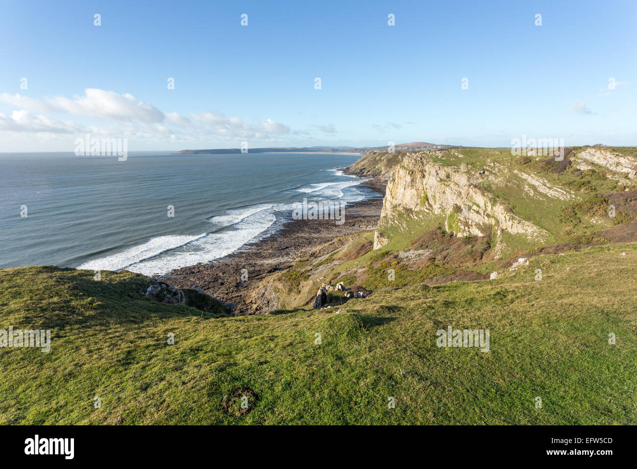 The South Wales Coast Path on the Gower Peninsula, looking West from ...