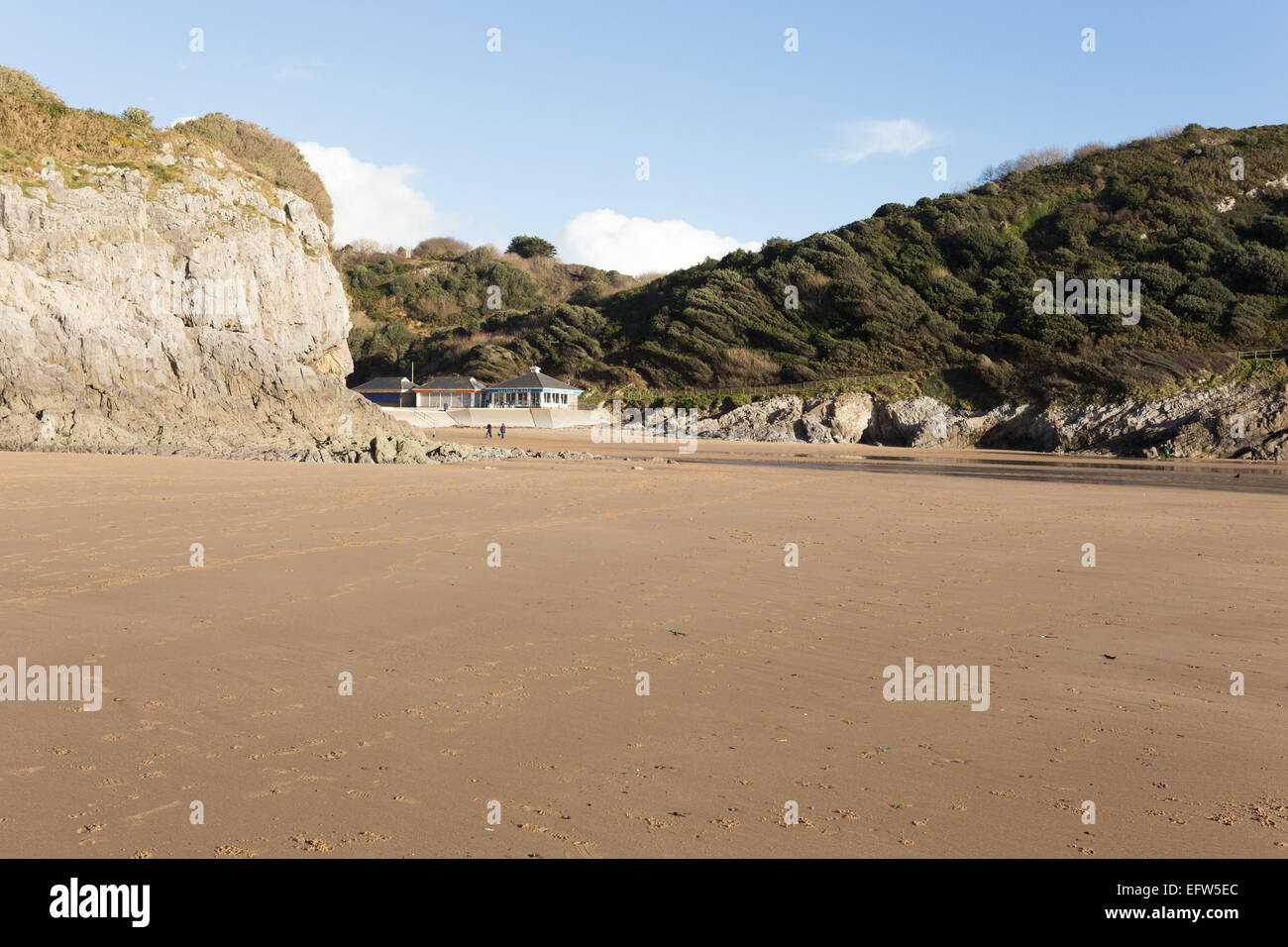 Popular cafes tucked away at the entrance to Caswell Bay beach, a ...