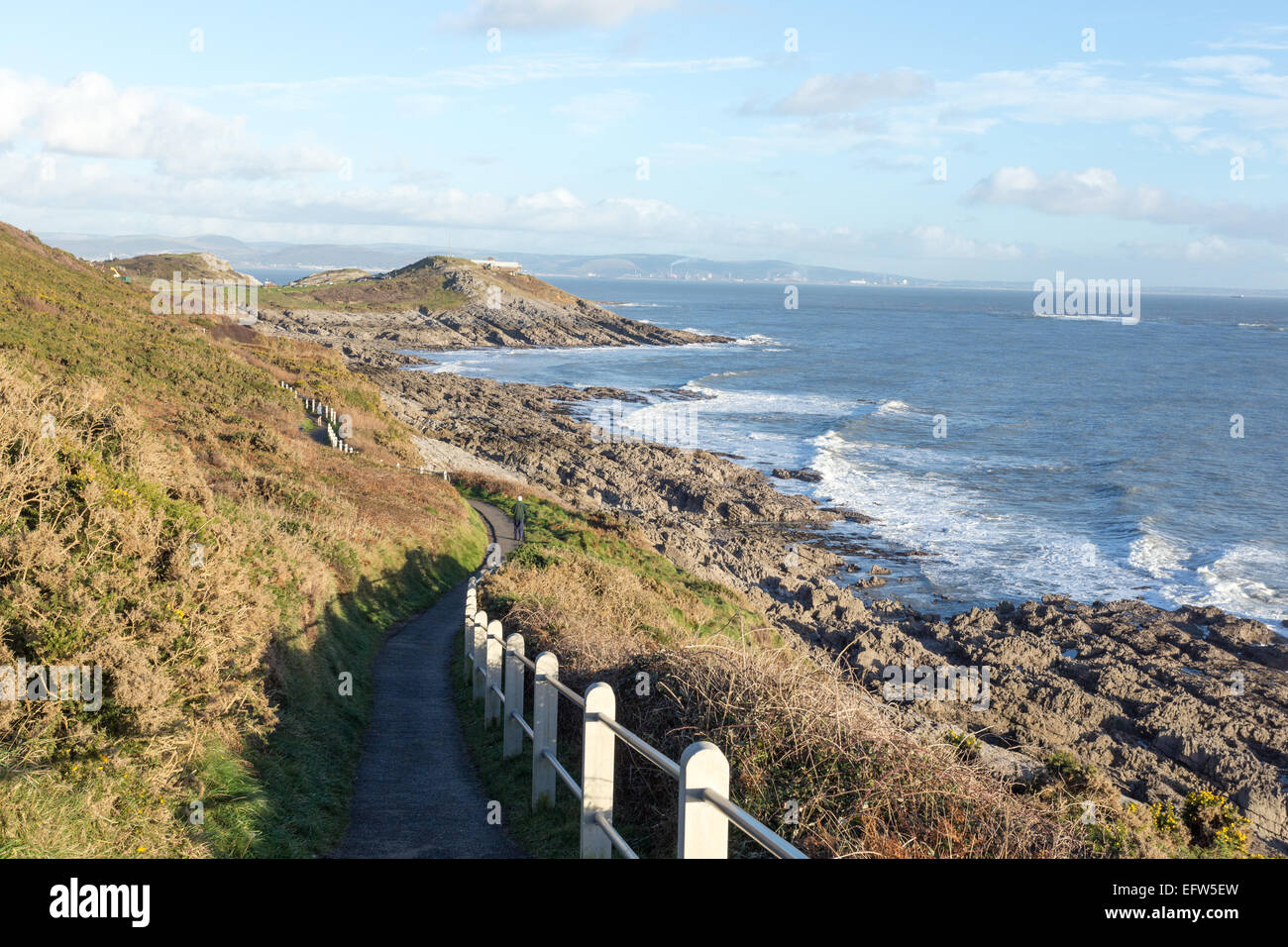 The South Wales Coast Path on the approach to Mumbles village, on the ...