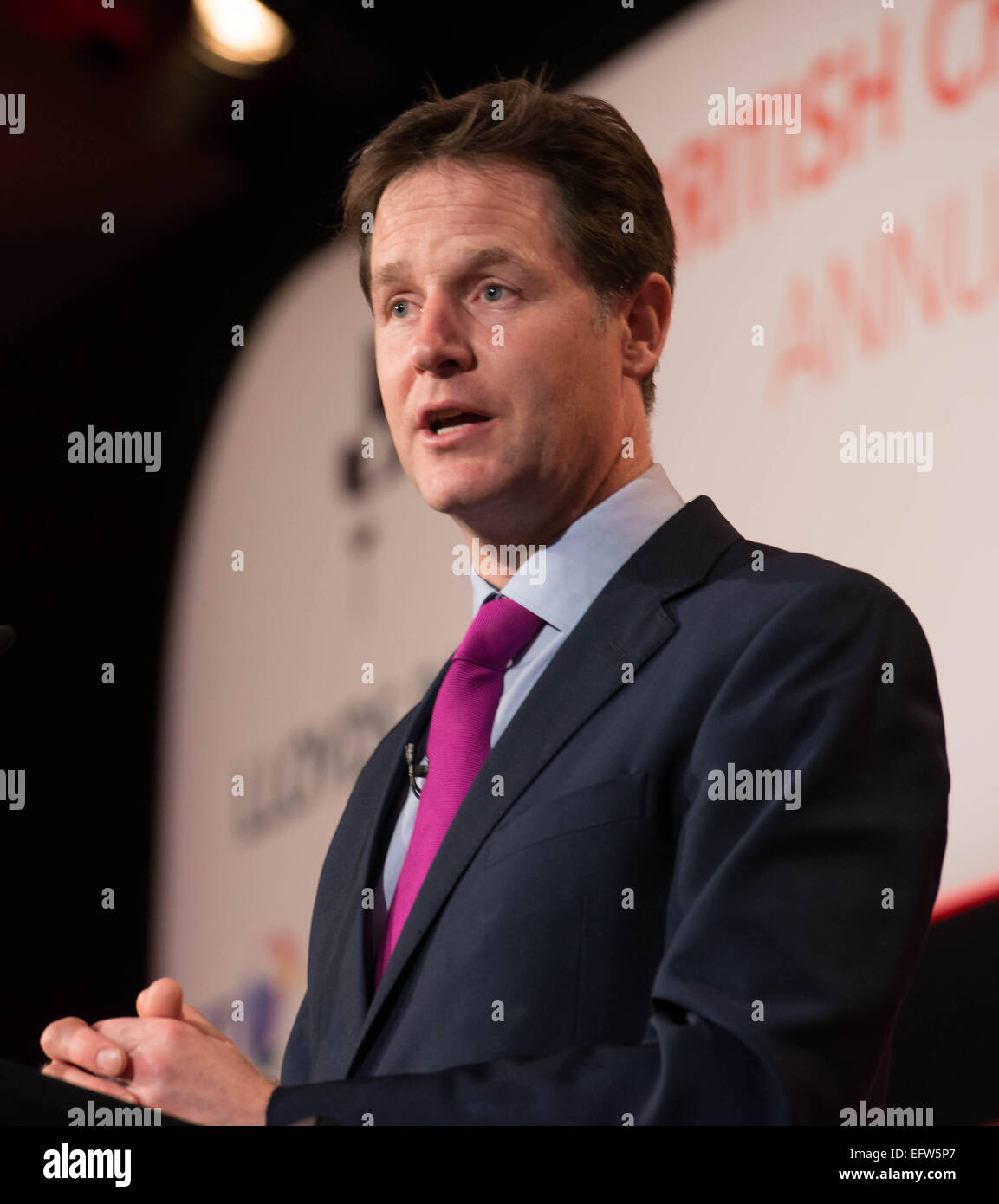 Deputy Prime Minister Nick Clegg MP, pictured speaking at the British ...
