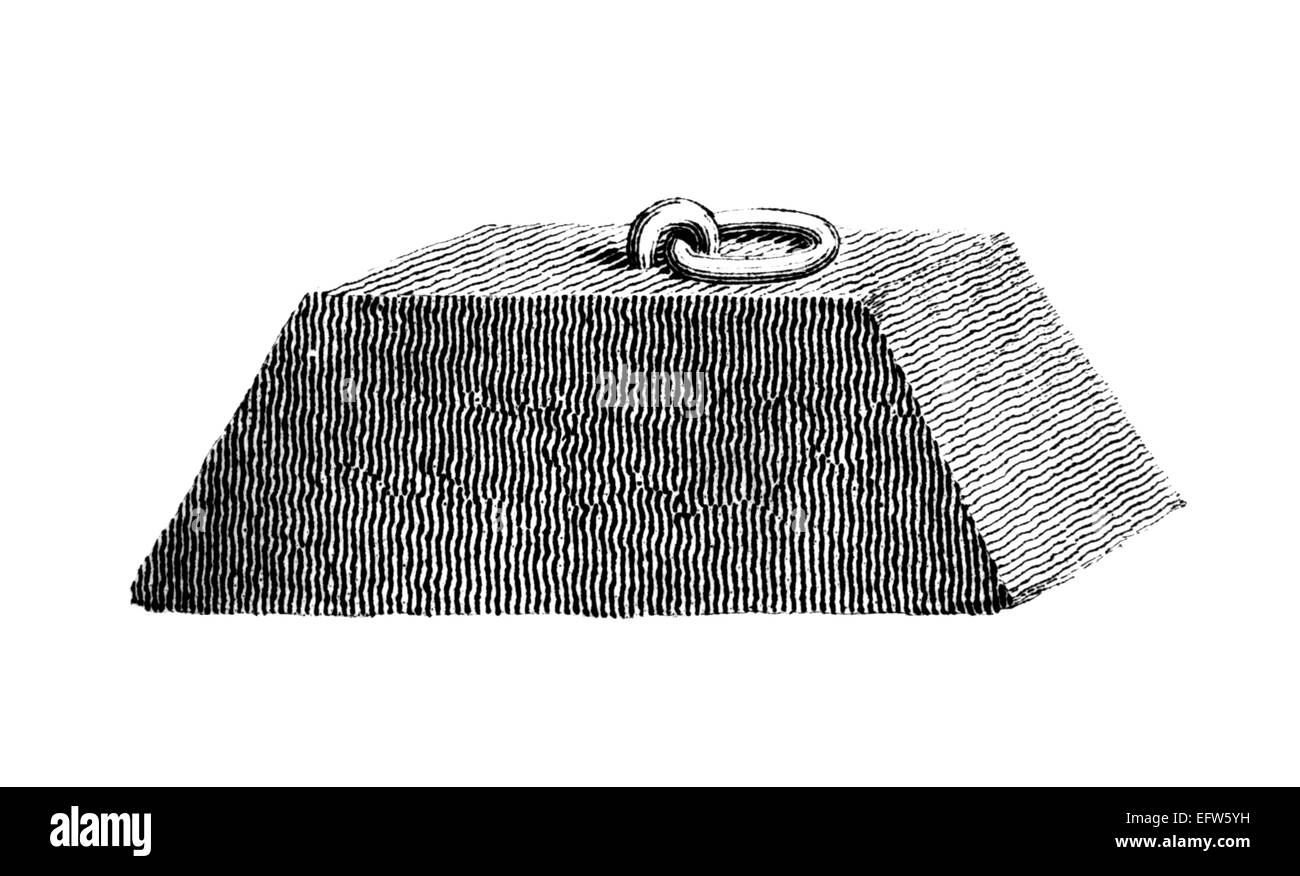 Victorian engraving of an anchor weight. Digitally restored image from ...