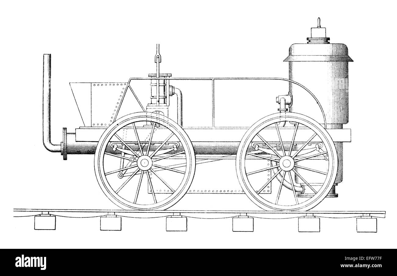 Antique drawing engraving train hi-res stock photography and images - Alamy