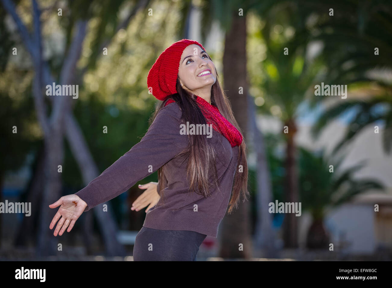 Happy smiling woman freedom concept Stock Photo - Alamy