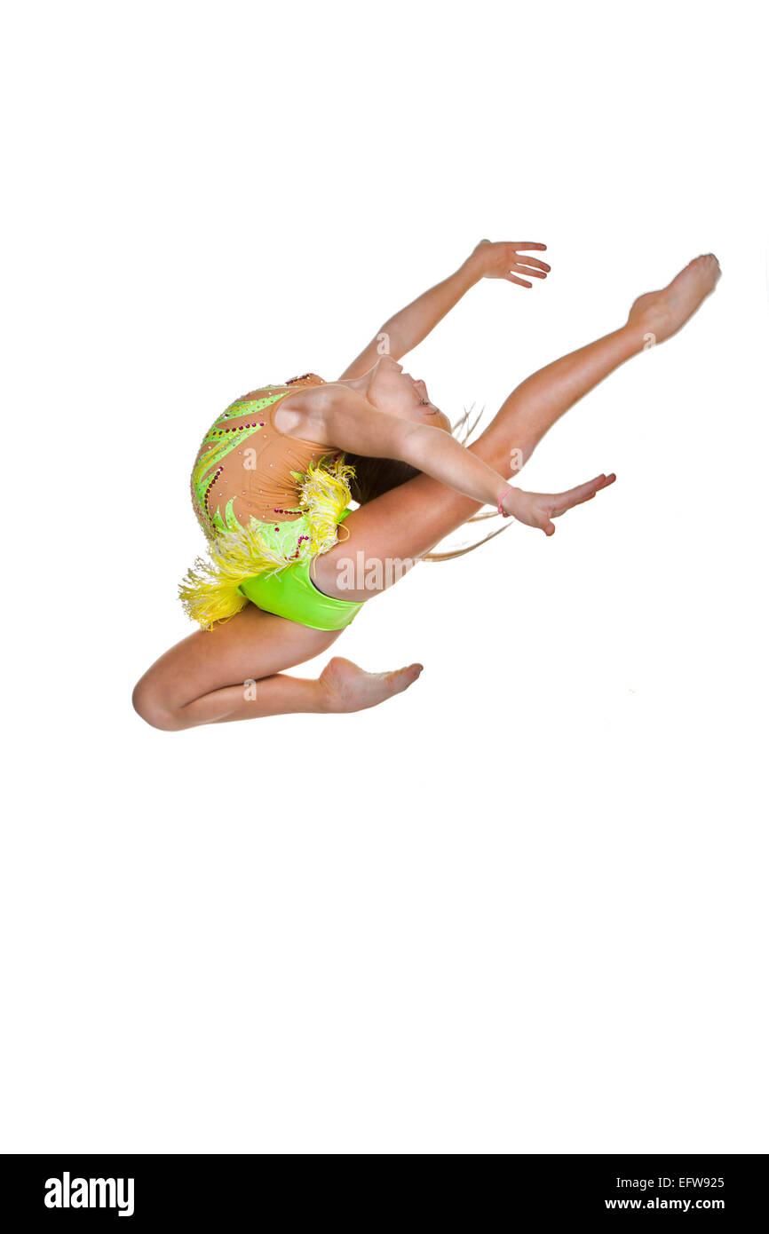 gymnast or ballet dancer leaping or jumping Stock Photo - Alamy