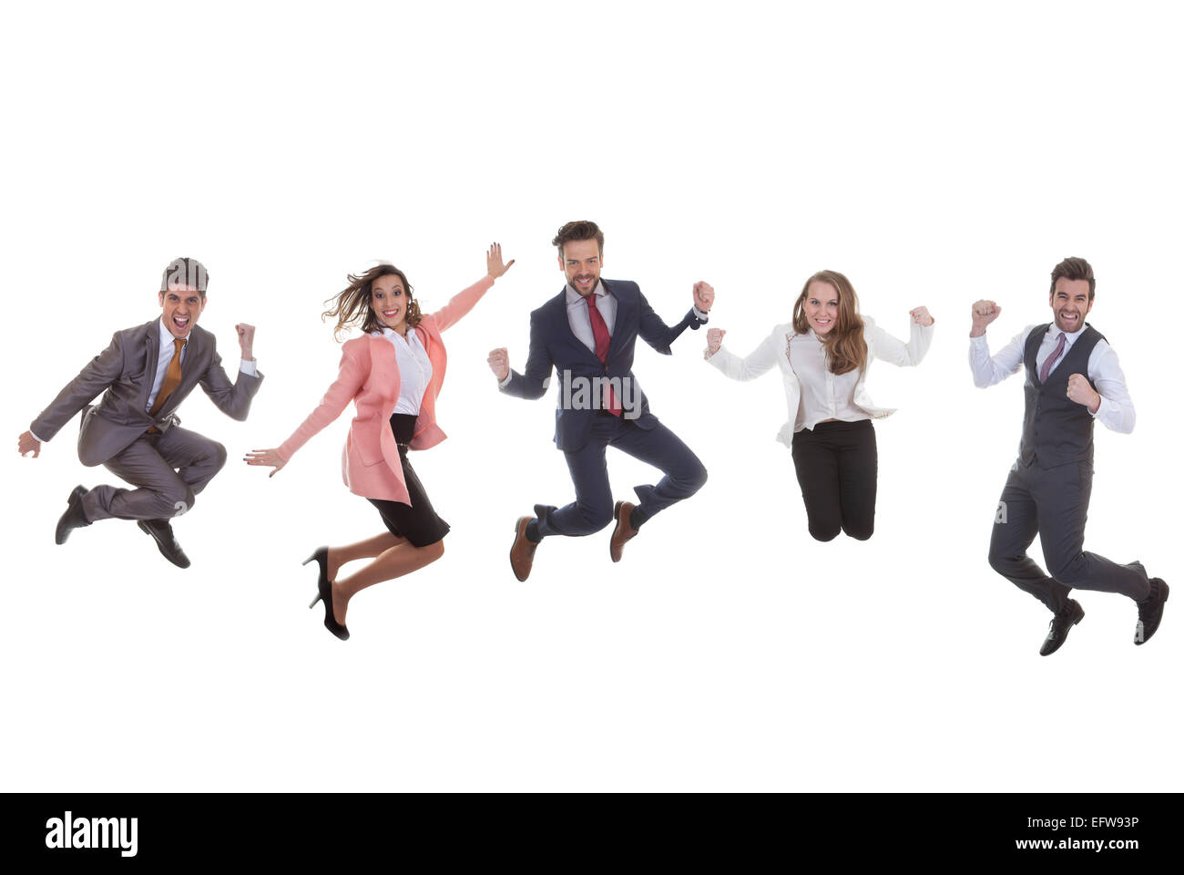 happy business team group jumping for success Stock Photo - Alamy