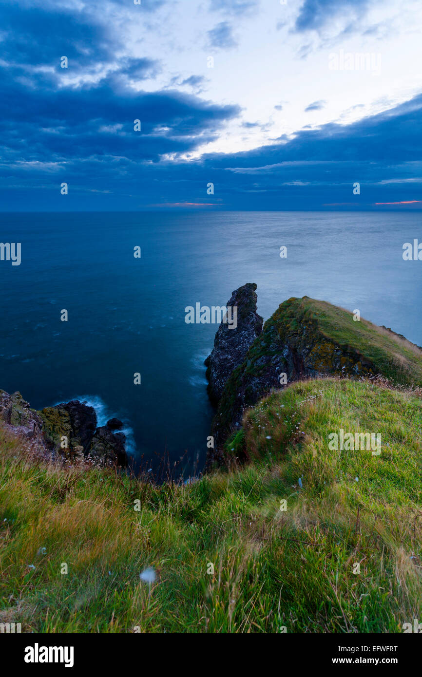The grassy cliffs at St Abbs Head Nature Reserve at dawn Stock Photo ...