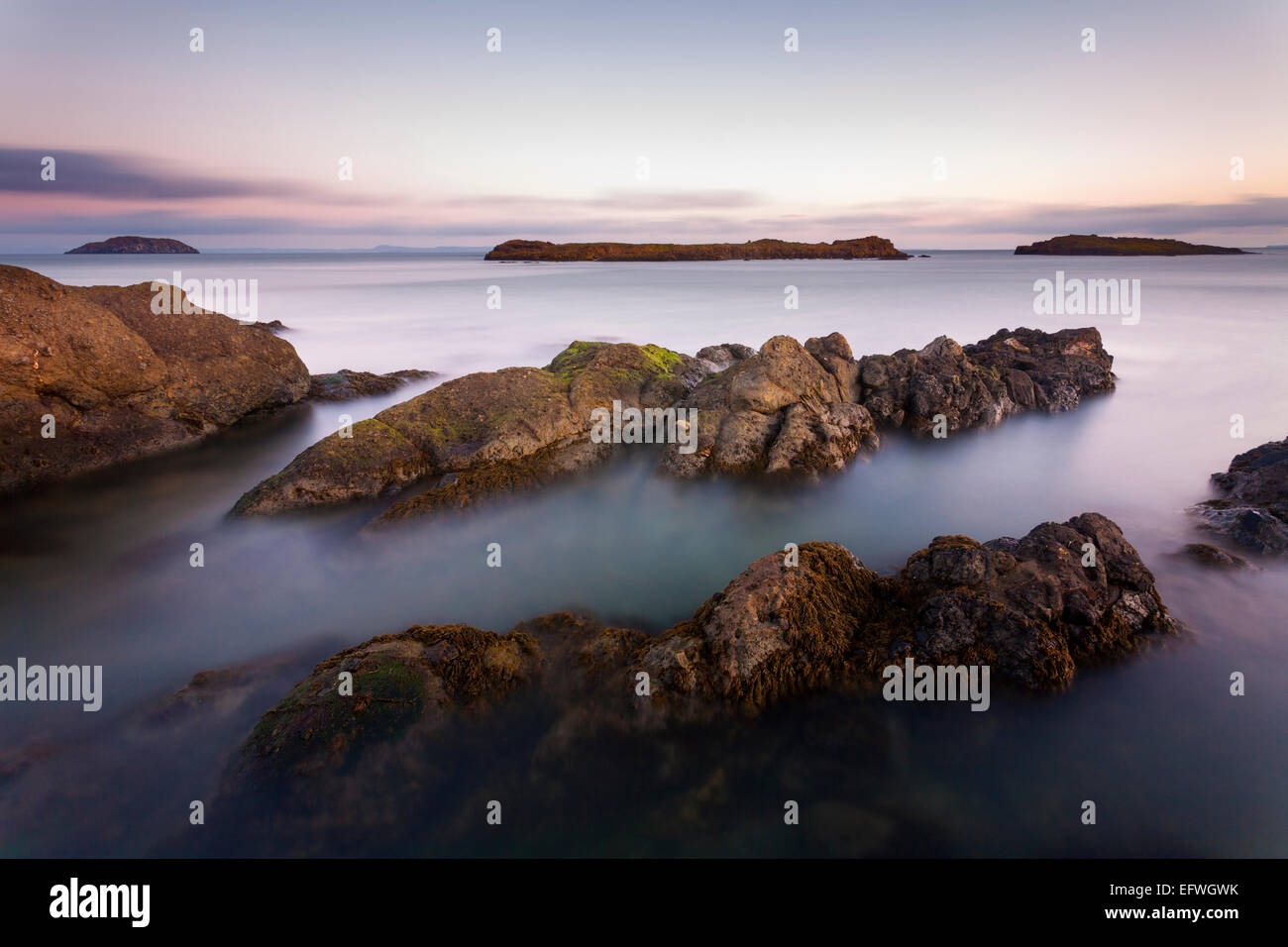 The Leithies (a group of small tidal islands) seen at sunrise from the ...