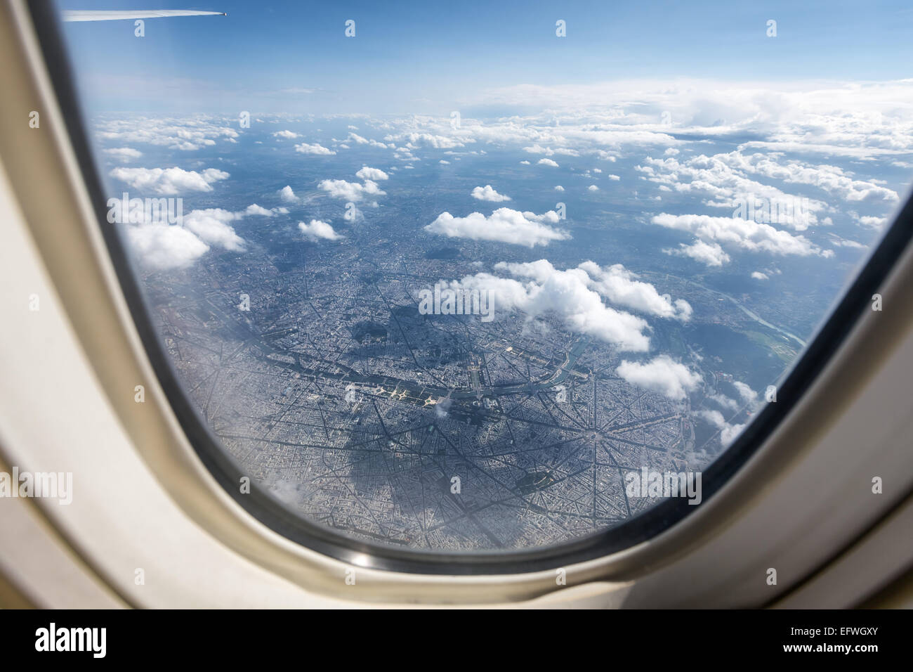 Paris seen from an airplane window, Paris, France, Europe, EU Stock ...