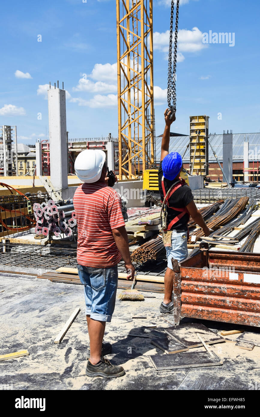 Construction workers are working at the construction site Stock Photo ...