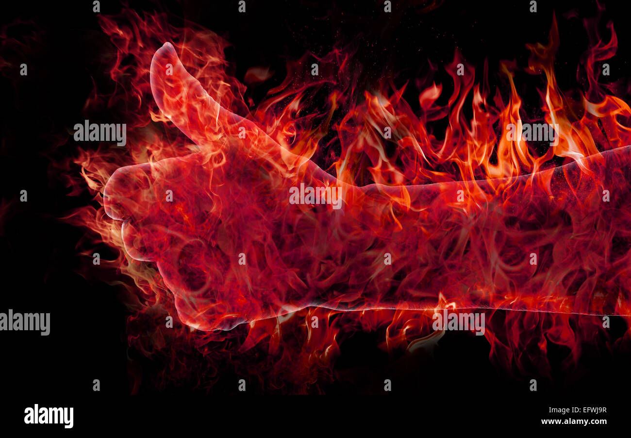 Thumbs up from the ghost - red hand Stock Photo - Alamy