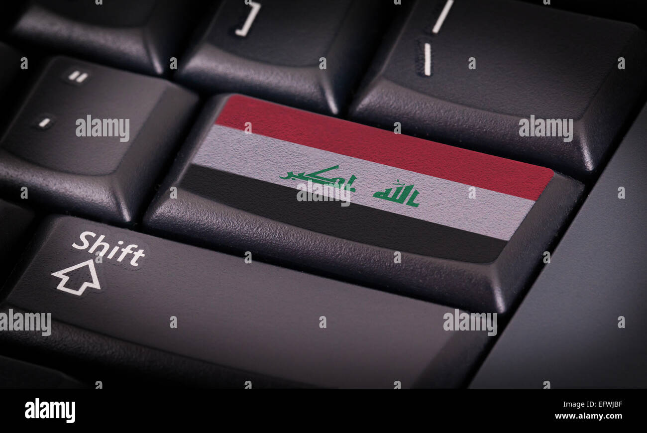 Flag on button keyboard, flag of Iraq Stock Photo - Alamy